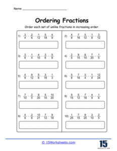 Ordering Fractions Worksheets | Like and Unlike Denominators - 15 ...