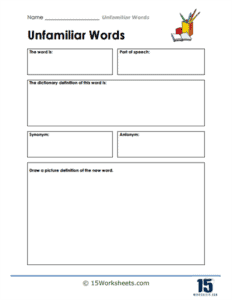 Unfamiliar Words Worksheets | Uncommon Vocabulary - 15 Worksheets.com