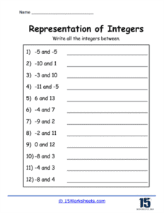 Representation of Integers Worksheets - 15 Worksheets.com