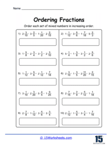 Ordering Fractions Worksheets | Like and Unlike Denominators - 15 ...