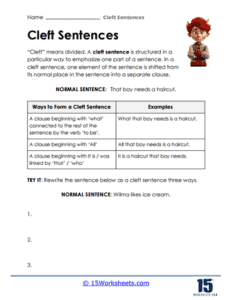Cleft Sentences Worksheets - 15 Worksheets.com