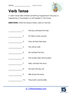 Verb Tense Worksheets | Expressing Time - 15 Worksheets.com