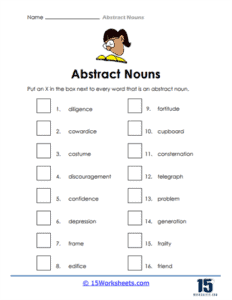 Abstract Nouns Worksheets - 15 Worksheets.com