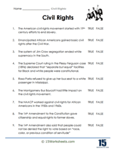Civil Rights Worksheets