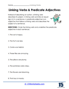 Linking Verbs Worksheets | Connections in Sentences - 15 Worksheets.com