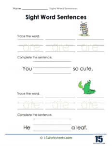 Sight Word Sentences Worksheets | Reading Fluency - 15 Worksheets.com