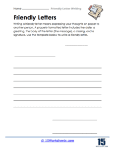 Friendly Letter Writing Worksheets