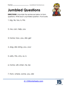 Jumbled Sentences Worksheets | Reorder Words - 15 Worksheets.com