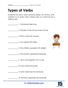 Types of Verbs Worksheets | Parts of Speech - 15 Worksheets.com
