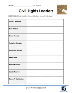 Civil Rights Worksheets