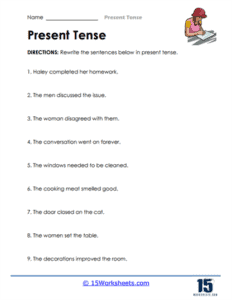Present Tense Worksheets | Effective Exercises - 15 Worksheets.com