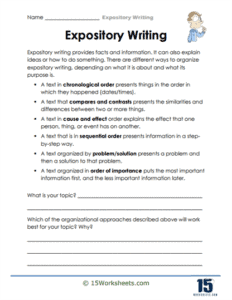 Expository Writing Worksheets