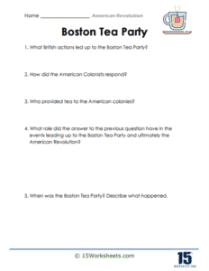 American Revolution Worksheets