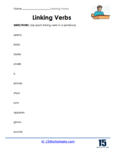 Linking Verbs Worksheets | Connections in Sentences - 15 Worksheets.com