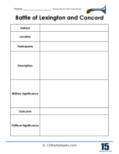 American Revolution Worksheets