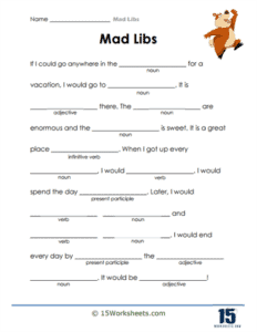 Mad Lib Worksheets - 15 Worksheets.com