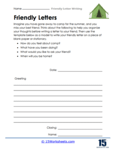 Friendly Letter Writing Worksheets
