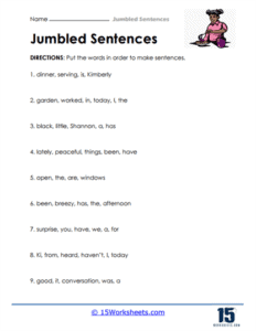 Jumbled Sentences Worksheets | Reorder Words - 15 Worksheets.com
