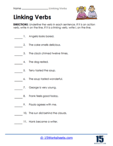 Linking Verbs Worksheets | Connections in Sentences - 15 Worksheets.com