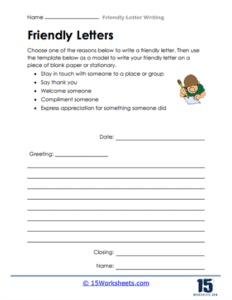 Friendly Letter Writing Worksheets