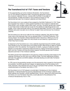 American Revolution Worksheets