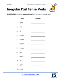 Irregular Past Tense Verbs Worksheets | Unusual Previous Forms - 15 ...