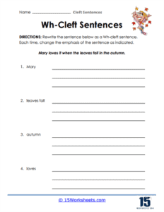 Cleft Sentences Worksheets | Emphasis & Focus Practice - 15 Worksheets.com