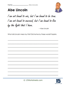 Abe Lincoln Worksheets