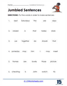 Jumbled Sentences Worksheets | Reorder Words - 15 Worksheets.com