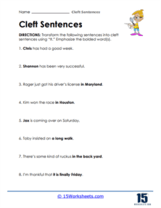 Cleft Sentences Worksheets - 15 Worksheets.com