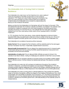 American Revolution Worksheets