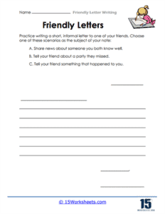 Friendly Letter Writing Worksheets