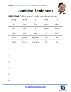 Jumbled Sentences Worksheets | Reorder Words - 15 Worksheets.com