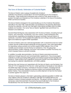 American Revolution Worksheets