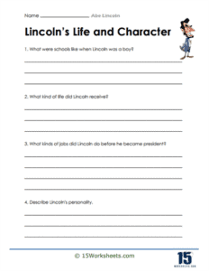 Abe Lincoln Worksheets