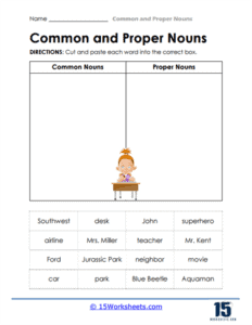 Common and Proper Nouns Worksheets | Grammar Exercises - 15 Worksheets.com