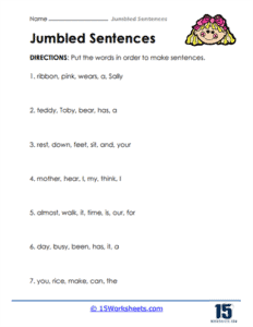 Jumbled Sentences Worksheets | Reorder Words - 15 Worksheets.com