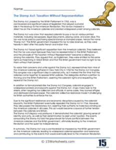 American Revolution Worksheets