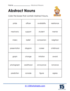 Abstract Nouns Worksheets - 15 Worksheets.com