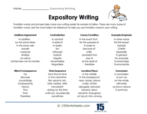 Expository Writing Worksheets