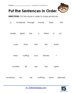 Jumbled Sentences Worksheets | Reorder Words - 15 Worksheets.com