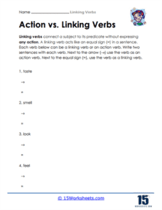 Linking Verbs Worksheets | Connections in Sentences - 15 Worksheets.com