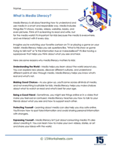 Media Literacy Worksheets - 15 Worksheets.com