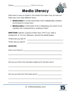 Media Literacy Worksheets - 15 Worksheets.com