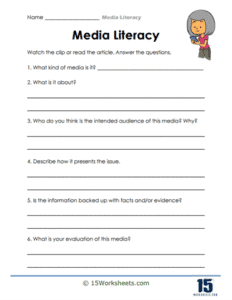Media Literacy Worksheets - 15 Worksheets.com