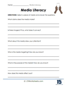 Media Literacy Worksheets - 15 Worksheets.com