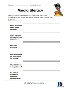 Media Literacy Worksheets - 15 Worksheets.com