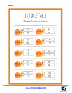 13 Times Tables Worksheets - 15 Worksheets.com