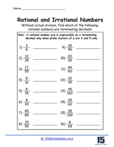 Irrational Numbers Worksheets - 15 Worksheets.com