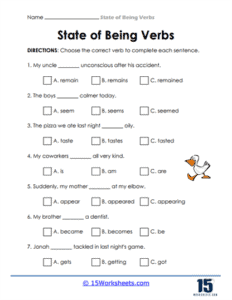State of Being Verbs Worksheets | Differentiate & Use - 15 Worksheets.com